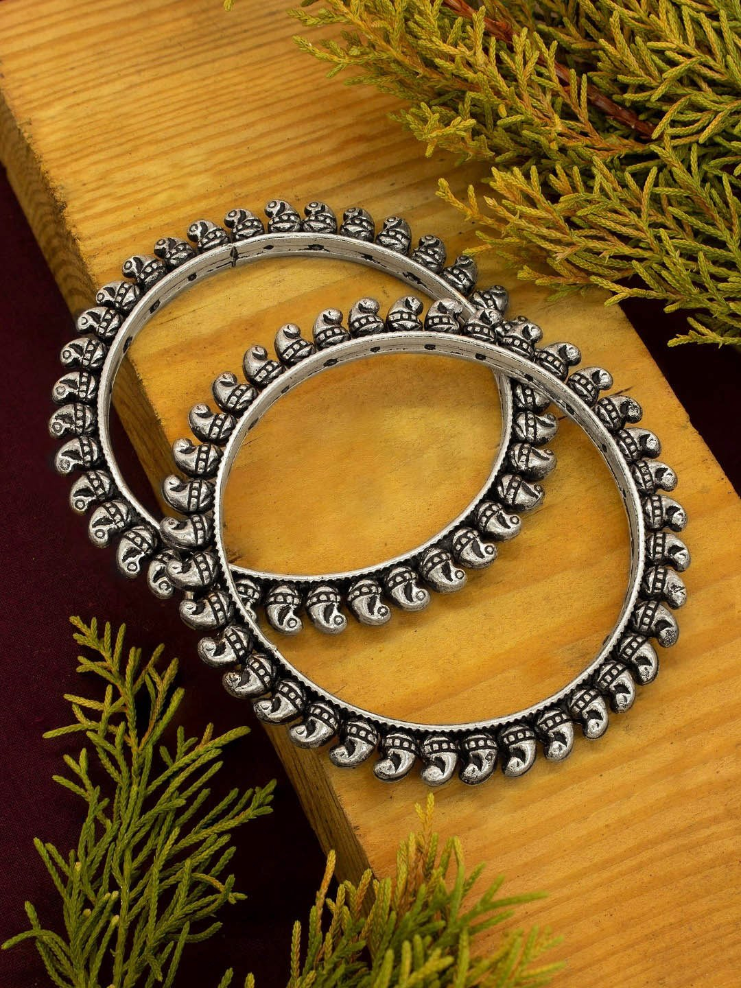 Oxidised German Silver Geometric Design 5 Layered Choker Necklace Set ...