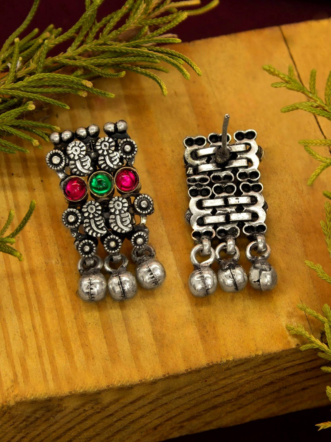 Oxidised German Silver Geometric Design 5 Layered Choker Necklace Set ...