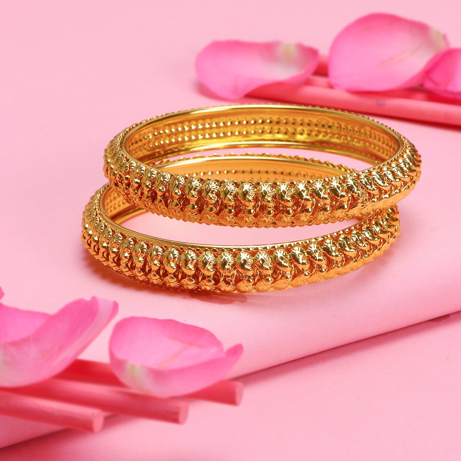 18 karat gold plated geometric design bangle by