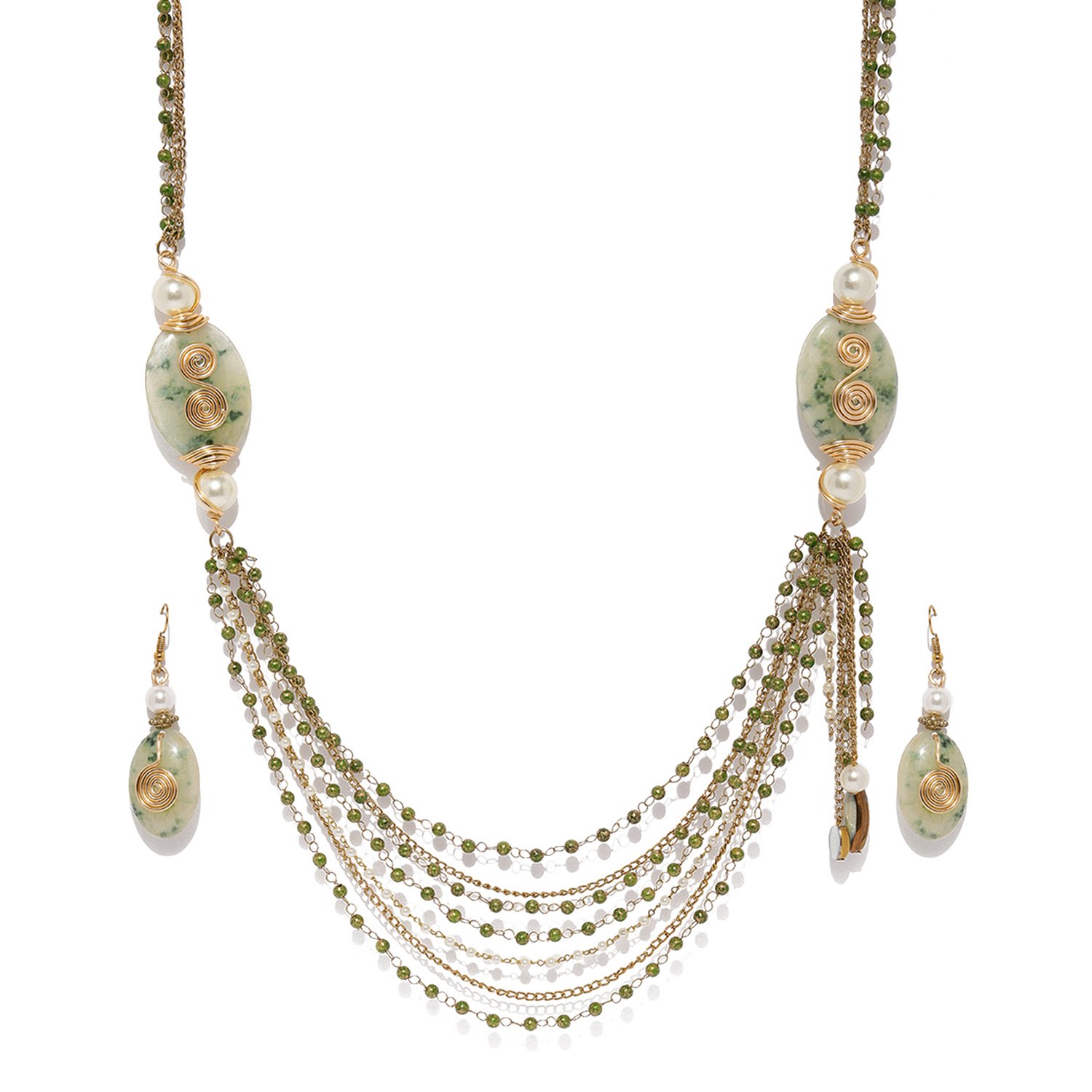 intricately gold plated string necklace set for women